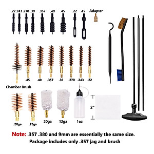 Raiseek Gun Cleaning Kit Elite Edition for Rifles Universal Handgun Shotgun Pistol Rifle Cleaning kit for .22 .357/9MM .30 .40 .45 .243 .270 12GA 20GA All Calibers and Portable Brass Brush with Case