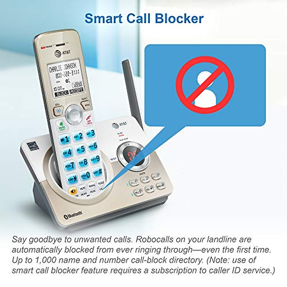 AT&T DL72319 DECT 6.0 3-Handset Cordless Phone for Home with Connect to Cell, Call Blocking, 1.8" Backlit Screen, Big Buttons, intercom, and Unsurpassed Range