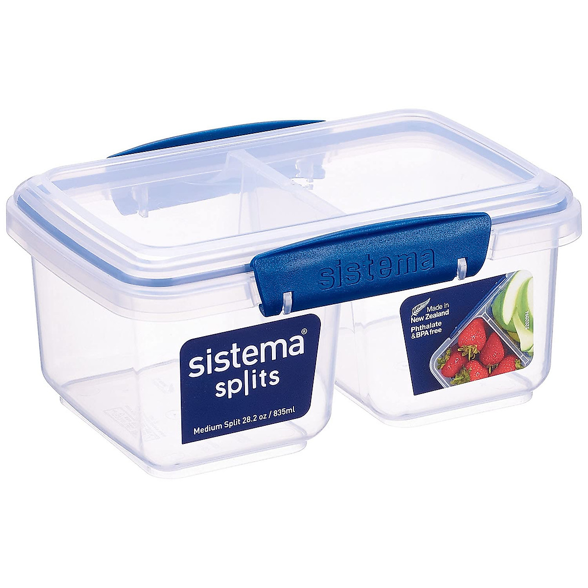 Sistema medium split food container, 835 ml - dark blue and clear
