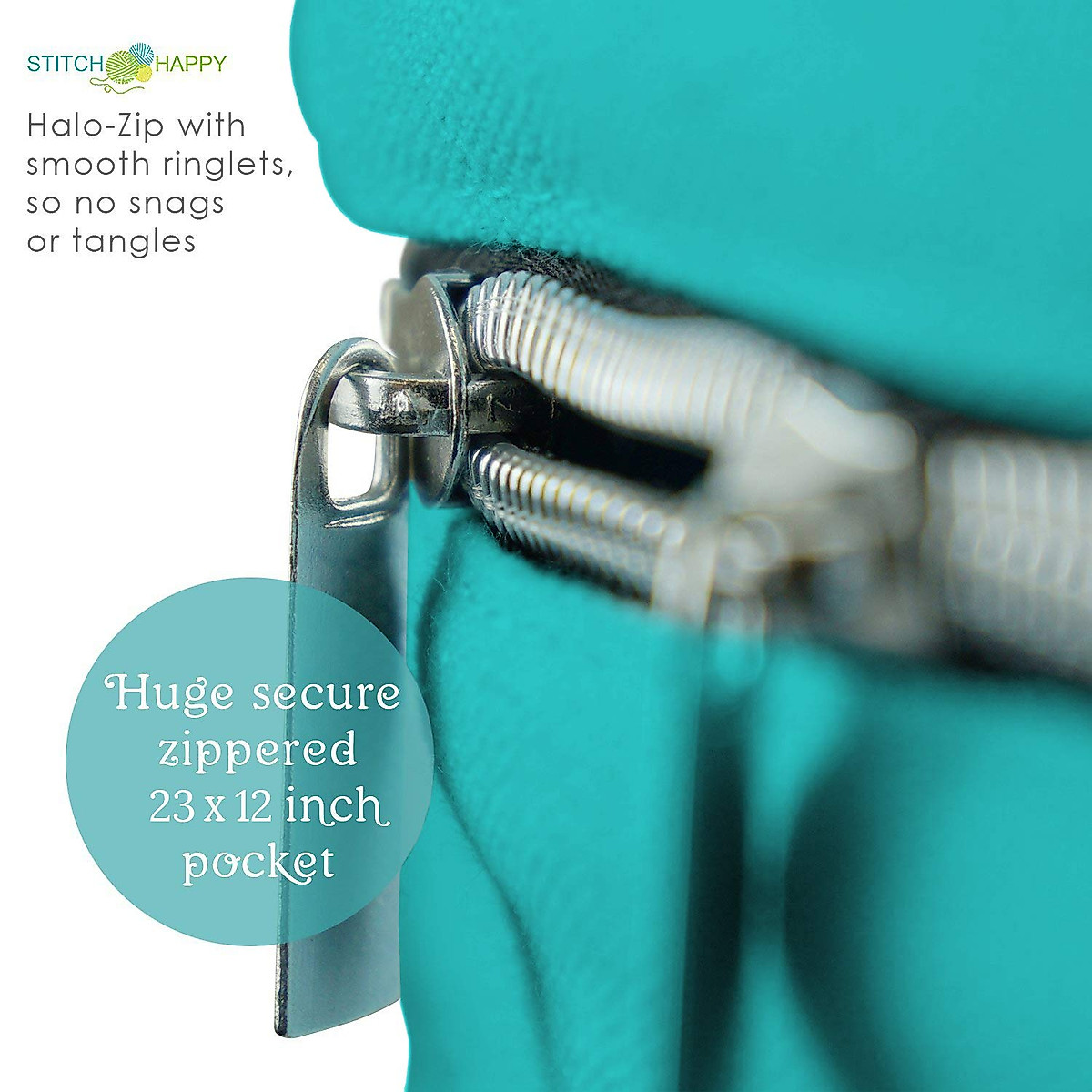 Stitch Happy XL Knitting Bag (Peacock) 7 Pocket Yarn Bag, Crochet Bag, Yarn Storage, Crochet Storage