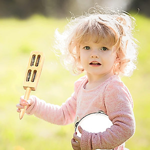 Musical Instruments Set, 15PCS Natural Wooden Percussion Tambourine Maracas Bells Instruments, Educational Music Kit with Storage Bag Birthday