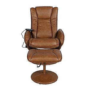 Flash Furniture Massaging Multi-Position Plush Recliner with Side Pocket and Ottoman, Piece Set, Brown