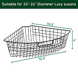 Lazy Susan Wire Storage Organizer Basket with Handle-Metal Organizing Storage Bins-Kitchen Cabinet Storage Organizer-1/4 Wedge Can Organizer (Black, 4)