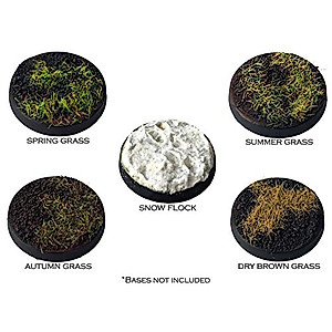 Stonehaven Miniatures Set of 5 Base & Scenery Flocks - Master Quality - Spring, Summer, Autumn, Dry Brown Static Grass (2mm) & Snow Flock for 28mm Scale War Game Miniatures - Made in USA