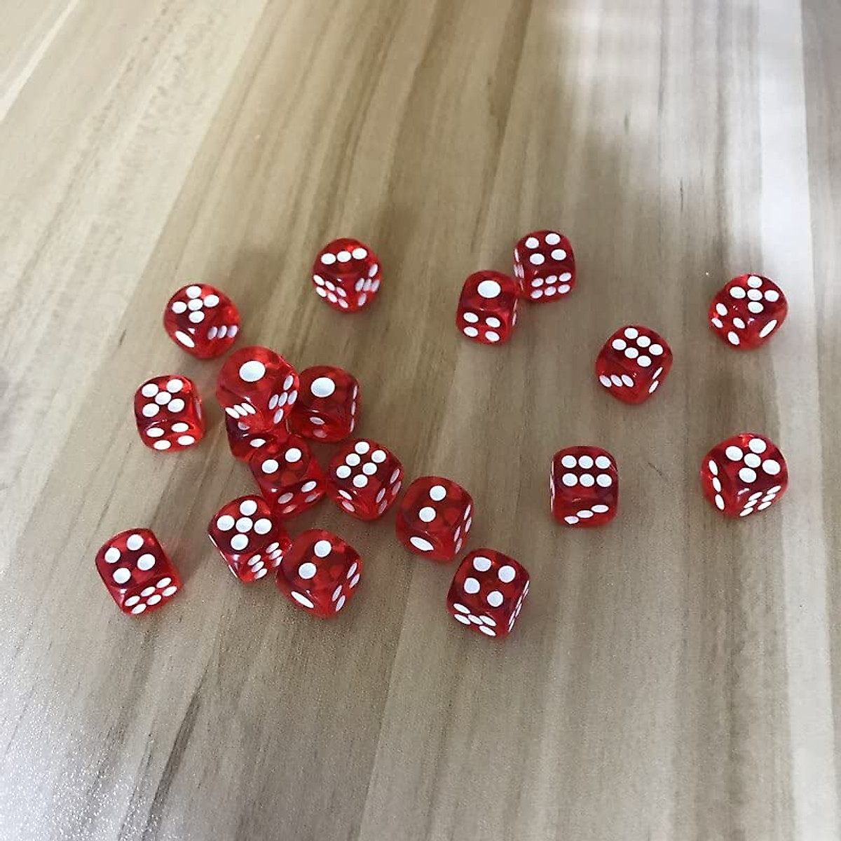 ZYM305 200Pcs/Lot 12mm Acrylic Transparent Red Dice White Point Dice Hexahedron Fillet Entertainment Bar KTV Dice Set Games Dice (Color : 12mm)