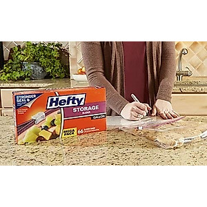 Hefty Slider 2.5 Gallon Jumbo Storage Bags, 12 Count (Pack of 3) 36 Bags Total