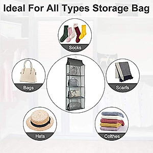 Dearjana Closet Handbag Purse Holder, Space Saving Hanging Handbag Storage Tote Bag Organizer Holder with 4 Large Heavy-Duty Mesh Shelves for Wardrobe Closet(Pack of 2 Gray)