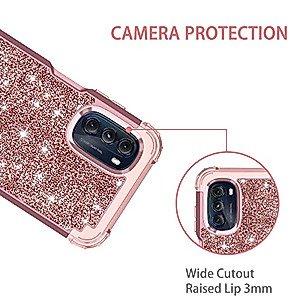 LONTECT Compatible with Moto G 5G 2022 Case Glitter Sparkly Bling Shockproof Heavy Duty Hybrid Sturdy High Impact Protective Cover Case for Motorola Moto G 5G 2022, Shiny Rose Gold