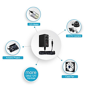 Chanzon 12V 0.5A 6W Power Supply AC DC Switching Adapter, 12 Volt .5a AC/DC Wall Wart Converter Transformer, 100-240v 50 60HZ Input with 12vdc 500ma Output