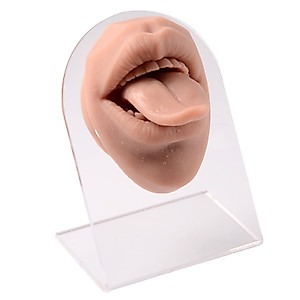 CHUANCI Soft Silicone Flexible Mouth Model Displays Human 3D Silicone Tongue Model Simulation for Piercing Jewelry Display Teaching tool (Coffee Color)