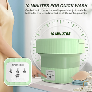 Bubbacare Portable Washing Machine, Mini Machine Ultrasonic Turbine Wash, Washer for Underwear, Sock, Baby Clothes, Travel, Camping, Dorm, RV, Home Foldable Small Laundry Green, JYJQ-26026 (MG)
