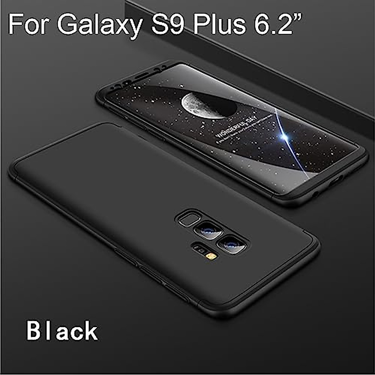 MuZiFei Case for Galaxy S9 Plus, 3-in-1 Ultra-Thin Slim Hard PC Case Cover Anti-Scratches 360 Degree Full Body Protective Cover Compatible with Samsung Galaxy S9+ Plus 6.2“ (Black)