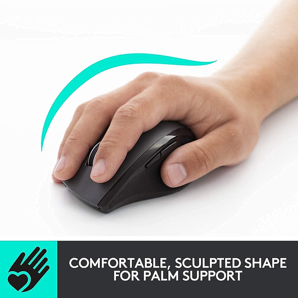 Logitech MK570 Wireless Wave Keyboard and Mouse Combo, Contoured Cushioned Palm Rest, Advanced Wireless Connection, Hyperfast Scrolling Mouse, Black (Renewed)