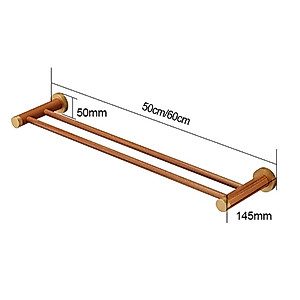 QPZK Chinese Style Double Bath Towel Bar Rack Waterproof Wood for Bathroom, Metal Towel Rod Rack Holder Rail Round Wall Mounted for Bedroom, Kitchen, Living Room wood1-60cm