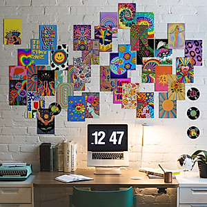 Fuiyoh Room Decor Aesthetic| Posters for Room Aesthetic Indie Wall Collage Kit – 45Pcs Photo Collage| Preppy Room Decor Aesthetic Tiktok| Trippy Room Decor for Bedroom | 4X 6