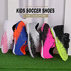 brooman Kids Turf Soccer Shoes Boys Girls Football Shoes Indoor Soccer Shoes (1,White Pink)