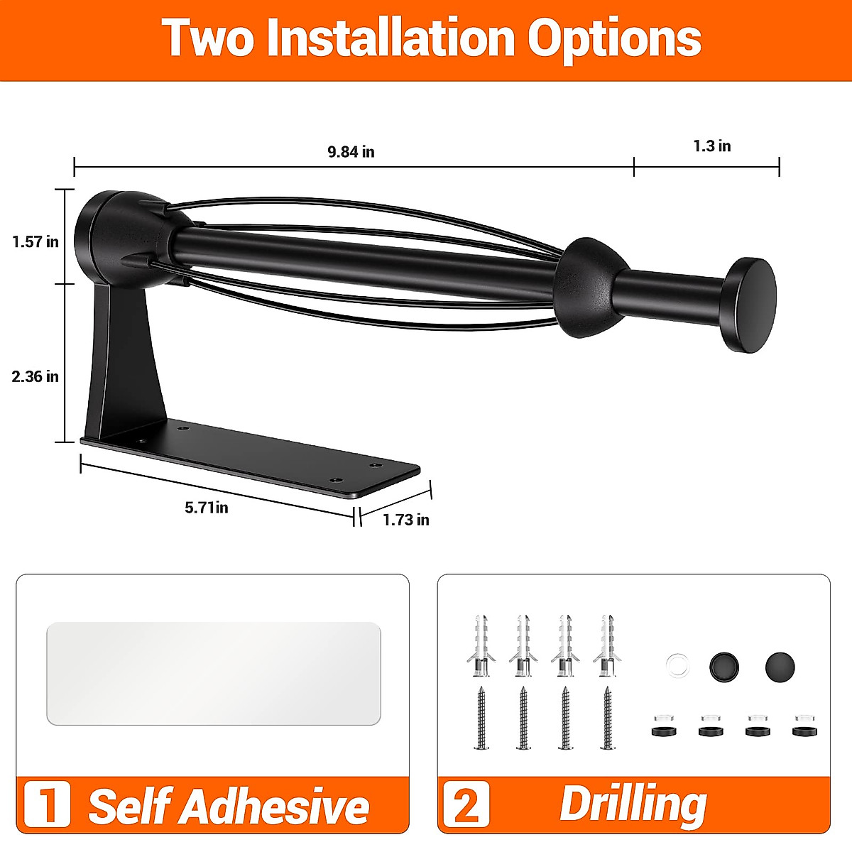 Single Hand Operable Paper Towel Holder Under Cabinet with Damping Effect for Kichen Bathroom(Black)…