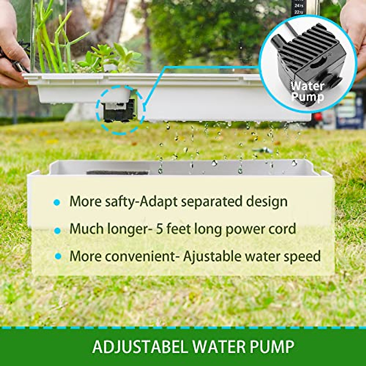 BETAZOOER Turtle Tank with Adjustable Water Pump Filter, Full View Visually Tortoise Aquarium Habitat, Easy Changing Water and Clean for Small Amphibious Creatures Reptiles (15.7×11.8×10Inch)