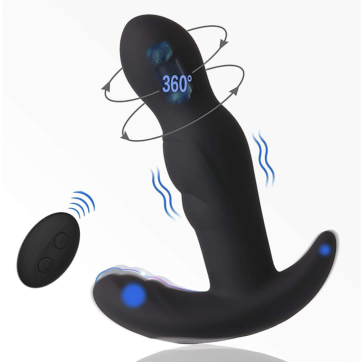 360° Rotating Anal Vibrator Prostate Massager, Anal Butt Plug with Ergonomic Design and 30 Powerful Stimulation Patterns for Beginner&Advanced Player, Anal Sex Toys for Men, Women and Couples