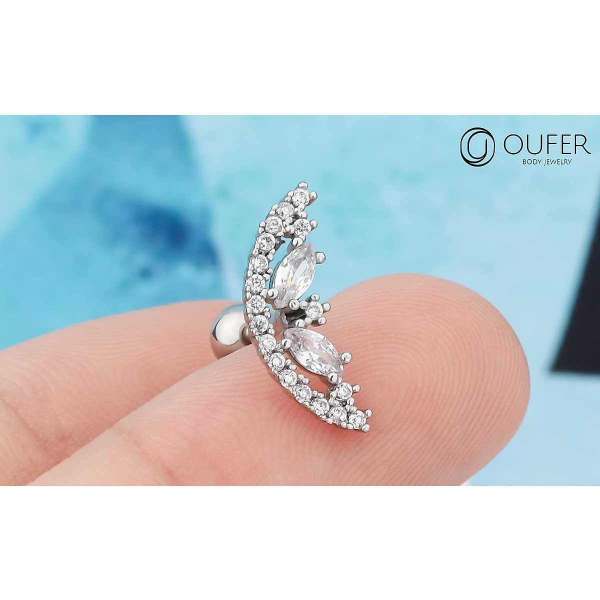 OUFER 16G Helix Piercing Jewelry, 316L Surgical Steel Cartilage Earrings Stud, Clear CZ Tragus Earrings, Conch Lobe Piercing Jewelry for Women Men