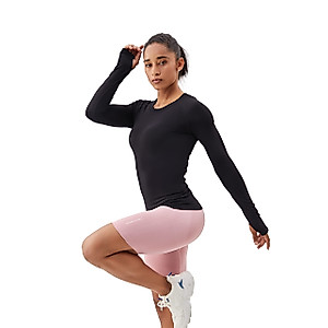 ANNVA U.S.A. Long Sleeve Workout Shirts for Women Swiftly Tech,Athletic Yoga Tops Gym Workout Tops Soft & Stretchy Slim Fit(Black,M)