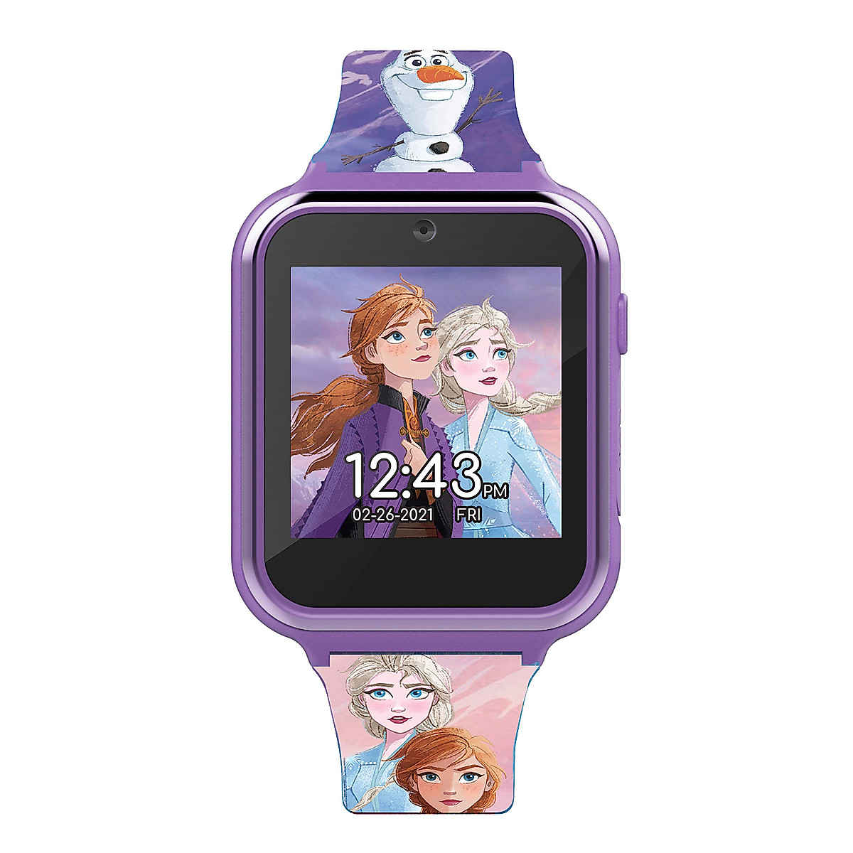 Accutime Kids Disney Frozen Anna Elsa Purple Educational Touchscreen Smart Watch Toy for Girls, Boys, Toddlers - Selfie Cam, Learning Games, Alarm, Calculator, Pedometer & More (Model: FZN4672AZ)