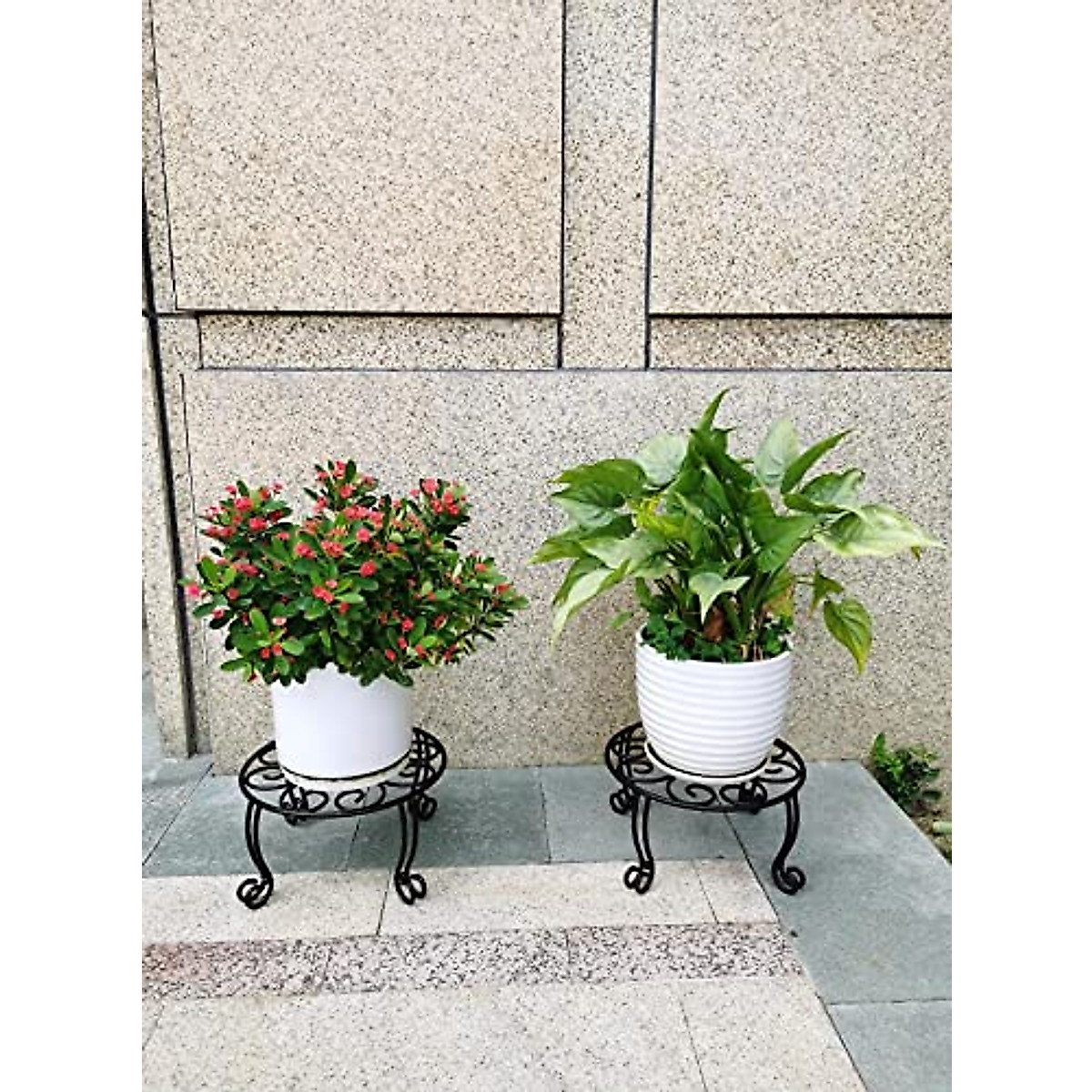 TREEZITEK 6 in Tall Plant Stand 11.8'' Diameter for Large Flower Pot Heavy Duty Potted Holder Indoor Outdoor Metal Rustproof Iron Garden Container Round Supports Rack for Planter,2 Pack