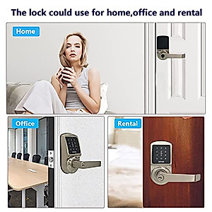 Smart Door Lock, Keyless Door Lock, SCYAN X2 Handle Lock with Touchscreen Keypad Access, Auto Locking, for Home, Office, Airbnb, Rental House (Satin Nickel)