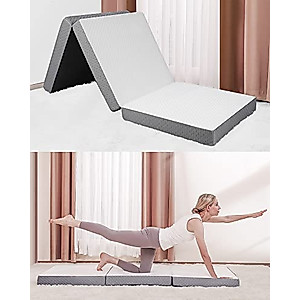 Forias Folding Mattress, Tri-fold Memory Foam Mattress, 4 Inch Foldable Mattress Topper with Washable Cover, Portable Mattress for Floor Guest Bed Camping Single Size 75" L x 25" W x 4" Th