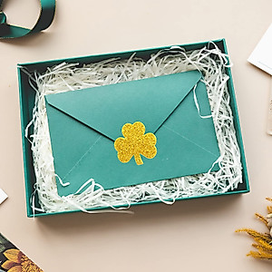 Glitter St Patrick’s Day Foam Stickers Shamrock Clover Shaped Green Gold Self Adhesive Stickers for Kids Irish Party Craft 240Pcs