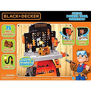 Black+Decker Kids Workbench - Power Tools Workshop - Build Your Own Toy Tool Box – 75 Realistic Toy Tools and Accessories [Amazon Exclusive]