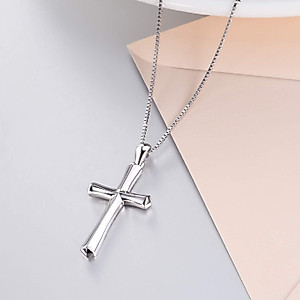 Cross Necklace Women Sterling Silver Religious Engraved Faith Hope Love Cross Pendant Necklace Jewelry Christmas Gifts for Women Unisex