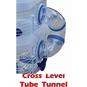 Acrylic Clear 3-Floor Levels Habitat Hamster Home Rodent Gerbil Mouse Mice Cage with Large 6" Diameter Running Ball On Top (Blue)