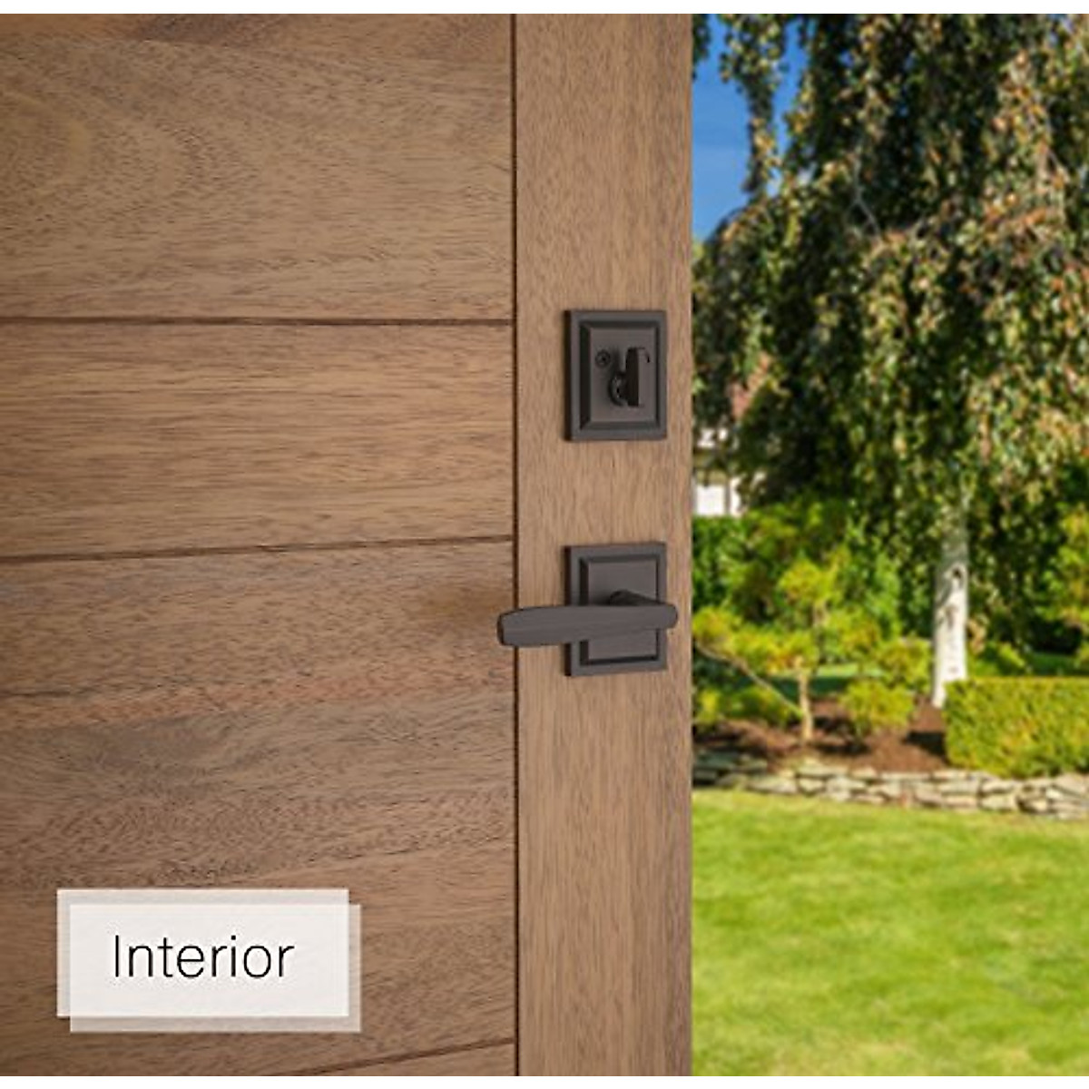Baldwin Torrey Pines, Front Entry Handleset with Interior Lever, Featuring SmartKey Deadbolt Re-Key Technology and Microban Protection, in Venetian Bronze