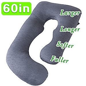 AMCATON 60 Inch Pregnancy Pillow for Sleeping, Extra Large U Shaped Body Pillow, Maternity Pillow for Pregnant Women (Light Grey)