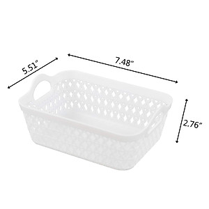 Sandmovie Small Plastic Weave Storage Baskets, Desktop Baskets, White, 12 Packs