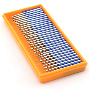 JINGLING Diamond Grinding Bits 2.5mm Spherical Head Bur w Shank 2.35mm Pack of 30Pcs