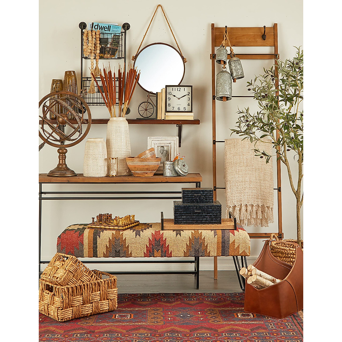 Deco 79 Jute Rope Handmade Decorative and Functional Storage Basket Woven Rectangular Basket Organizer with Slit Handles, Set of 2 Basket for Storage 16", 13"W, Brown