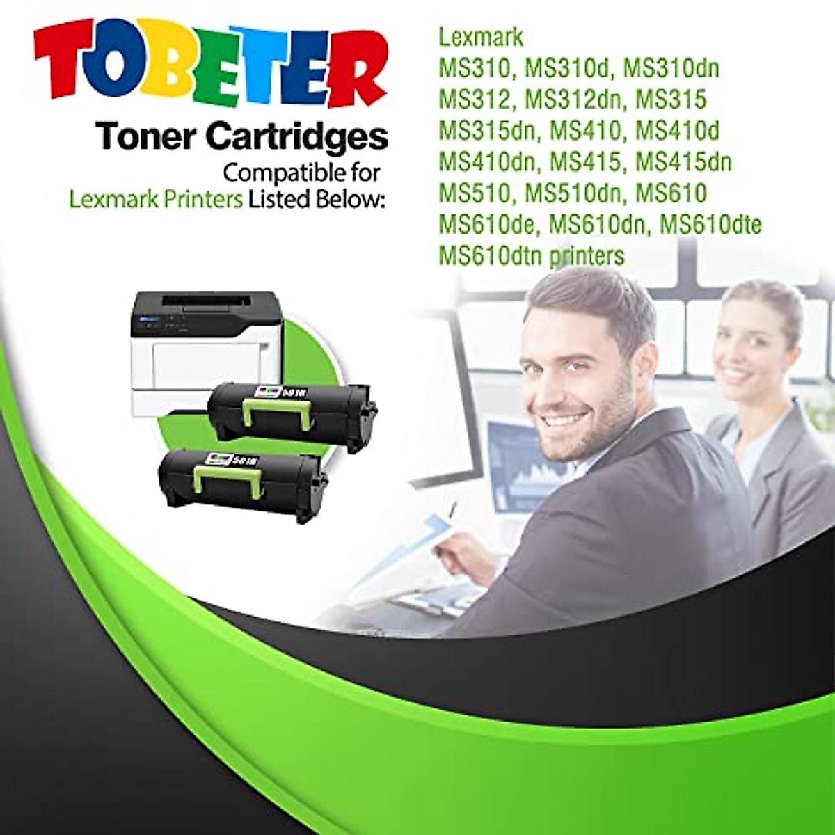 ToBeter Remanufactured 501H 50F1H00 High Yield Toner Cartridge for Lexmark MS310 MS312 MS315 MS410 MS415 MS510 MS610, MS310dn MS312dn MS315dn MS410dn MS415dn MS510dn Printer (up to 5,000 Pages)