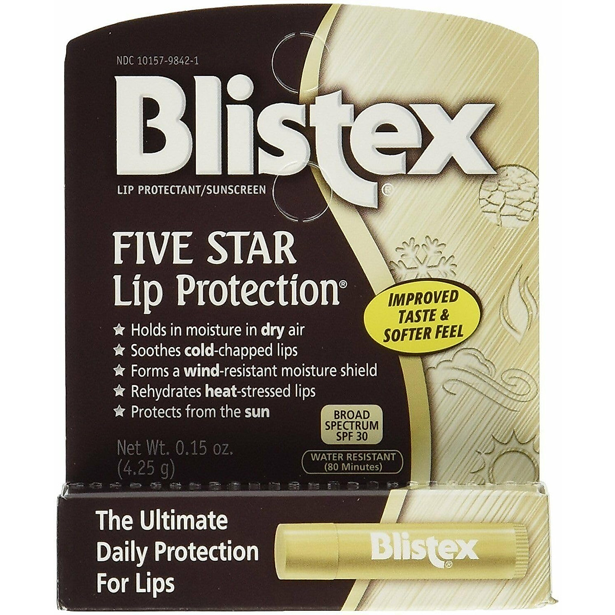 Blistex Five Star Lip Protection Lip Protectant/Sunscreen SPF 30 0.15 OZ - Buy Packs and SAVE (Pack of 6)