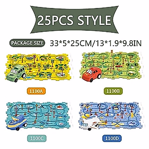 DIY Assembling Electric Trolley, Children's Educational Puzzle Track Car Play Set, Puzzle Track Play with Vehicles, RailCar Building Toys Vehicle & Puzzle Board for Kids (5PCS, D)