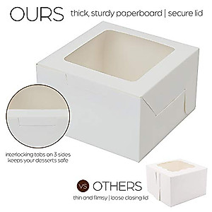 LotFancy White Bakery Boxes with Window, 4x4x2.5 Inches, 60 Pc Pastry Boxes for Cookies, Macarons, Chocolates and Baked Goods, Small Treat Boxes for Holidays, Parties, Birthday, White Paper Cardboard