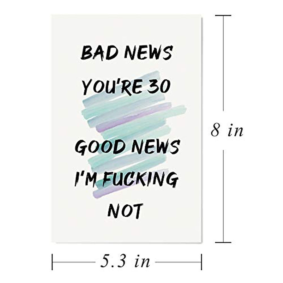 Funny 30th Birthday Card for Man or Woman, Bad News You're 30, Good News I am Not, Joke Card