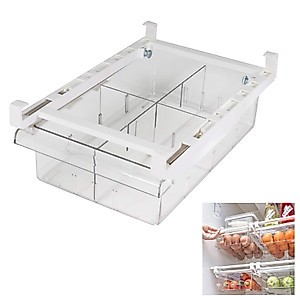 YekouMax Fridge Drawer Organizer, Refrigerator Organizer Bins, Pull Out with Handle, Fridge Shelf Holder Storage Box, Clear Container for Food,Drinks,Fit for Fridge Shelf Under 0.6" (1 Pack Medium)