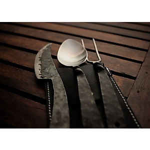 Handforged Medieval Cutlery Set - Stainless Steel Knife, Fork and Spoon Set - Includes Genuine Leather Utensil Pouch