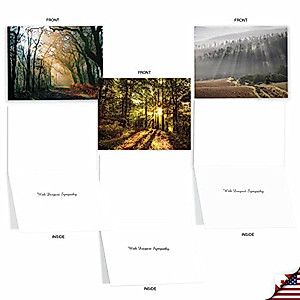 The Best Card Company - 10 Assorted Sympathy Cards Boxed (4 x 5.12 Inch) - Condolence, Bereavement Greetings - Shining Through AM1735SMG-B1x10
