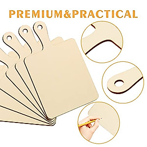 DYaprigo 15 Pack Mini Unfinished Wood Cutting Board with Handle, Wooden Charcuterie Cheese Chopping Board, Wood Craft Paddle for DIY Craft, Painting, Christmas Home Decor(9.4" x 5.5" x 0.14")