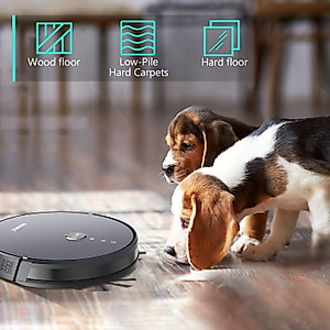 OPODEE Robotic Vacuum Cleaner, with 1800Pa Ultra Strong Suction, Pet Hair Cleaning, Smart Path Mapping, Self-Charging Sweeper, 2 Boundary Strips, Automatic Robot for Hard Floor, Low-Pile Hard Carpets