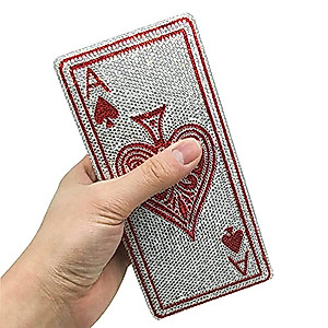 Novelty Poker Card Ace Of Hearts Evening Bags and Clutches for Women Crystal Clutch Bag Rhinestone Handbags Party Purse (Small, Heart A)