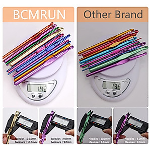 BCMRUN 14 pcs Multicolor Aluminum Crochet Hooks Knitting Needles Craft Yarn 2-10mm …